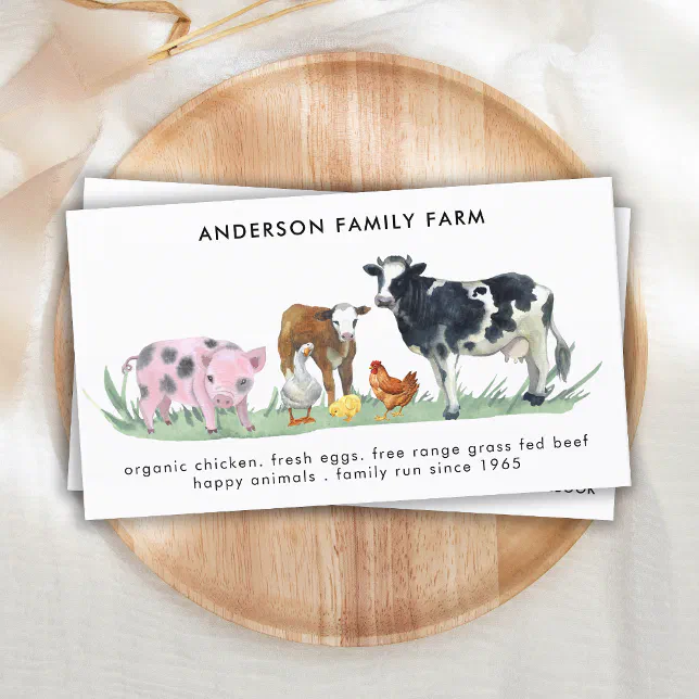 Farm Animals Cow Pig Chicken Duck QR Code Business Card | Zazzle
