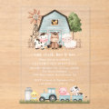 Farm Animals, Cute Animals, Barn, First Birthday Acrylic Invitations ...