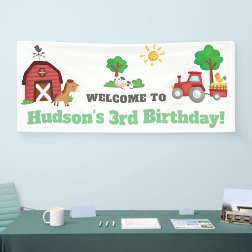 Farm Animals Cute Birthday Party - GLS Banner | Zazzle