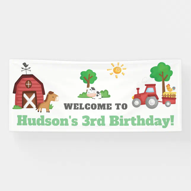 Farm Animals Cute Birthday Party - GLS Banner | Zazzle