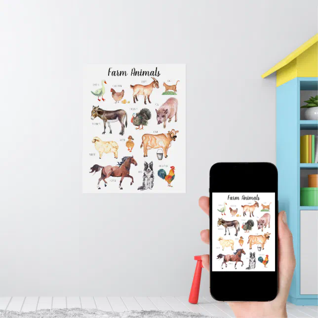 Farm Animals | Education Learning Classroom Poster | Zazzle
