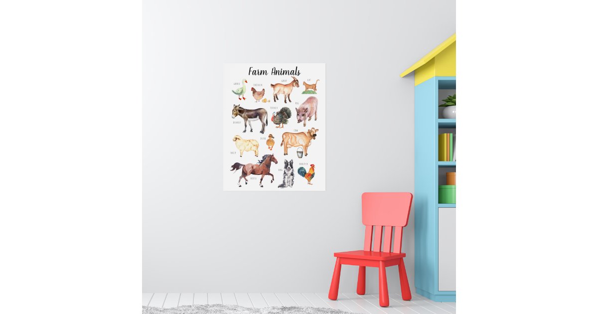 Farm Animals | Education Learning Classroom Poster | Zazzle