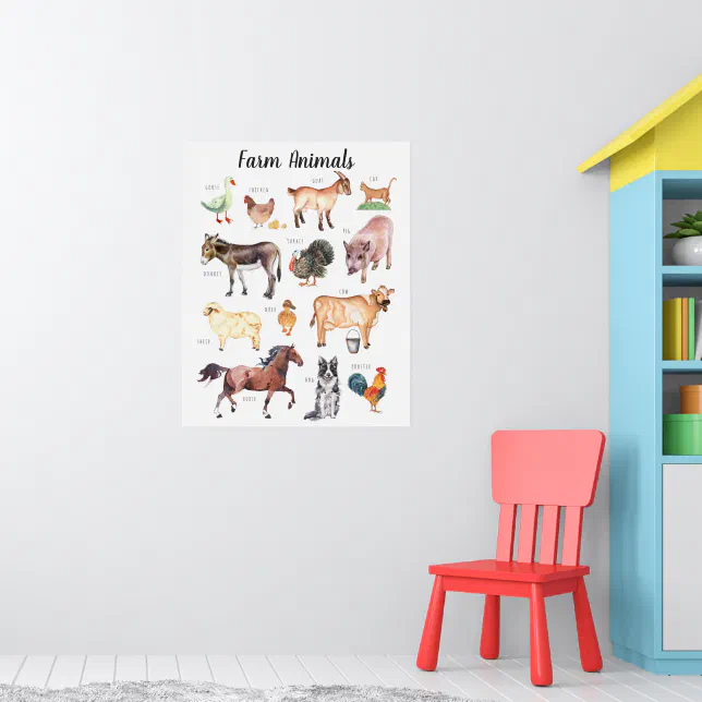 Farm Animals | Education Learning Classroom Poster | Zazzle