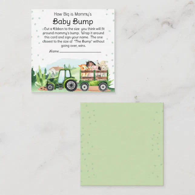 Farm Animals Green Tractor Baby Bump Game Enclosure Card | Zazzle