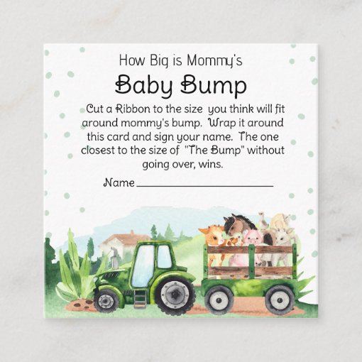 Farm Animals Green Tractor Baby Bump Game Enclosure Card | Zazzle