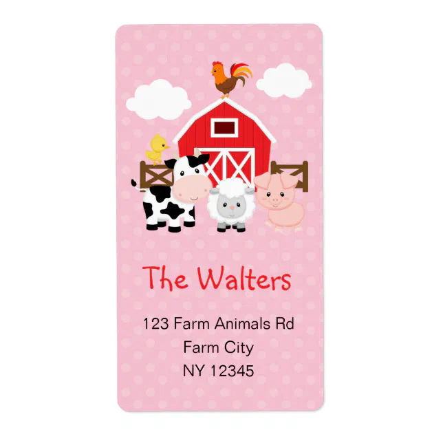 Farm Animals (Pink) Return Address Labels | Zazzle
