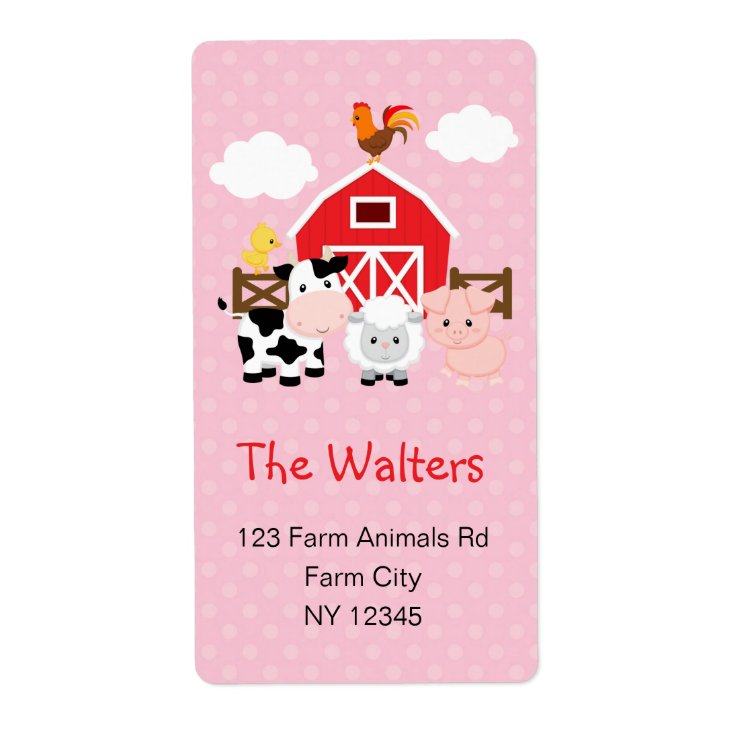 Farm Animals (Pink) Return Address Labels | Zazzle