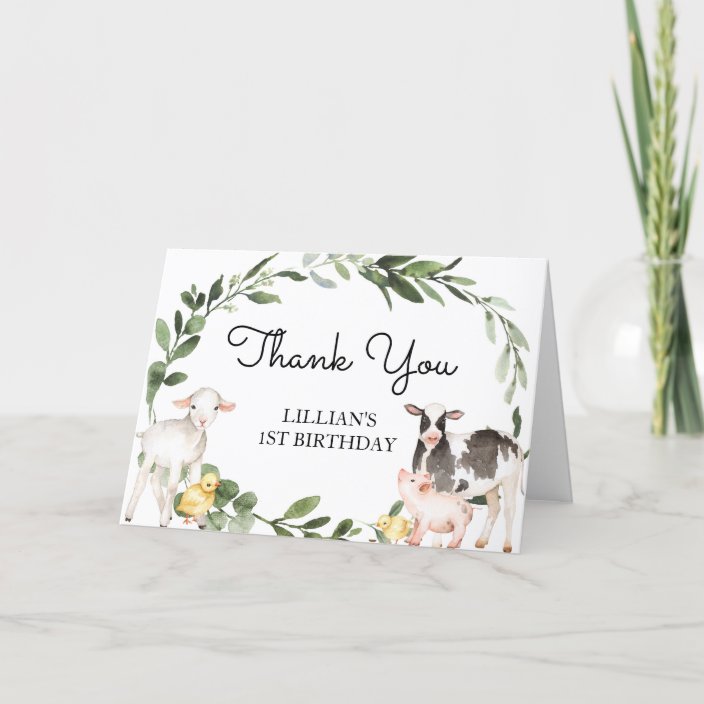 Farm Animals Thank You Card | Zazzle.com