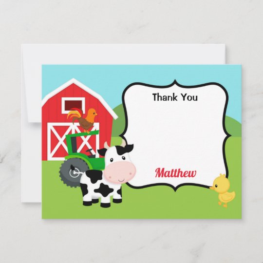 Farm Animals Thank You Card | Zazzle.com