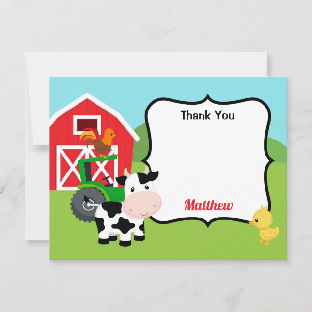 Farm Animals Thank You Card | Zazzle