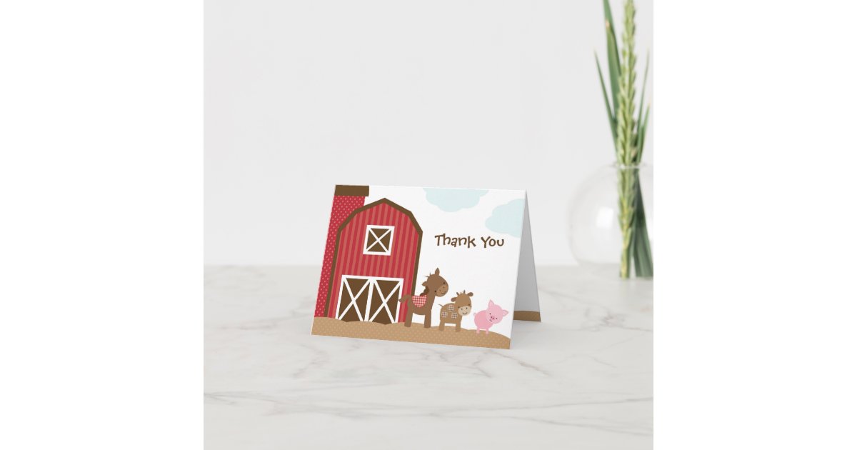 Farm Animals Thank You Cards | Zazzle