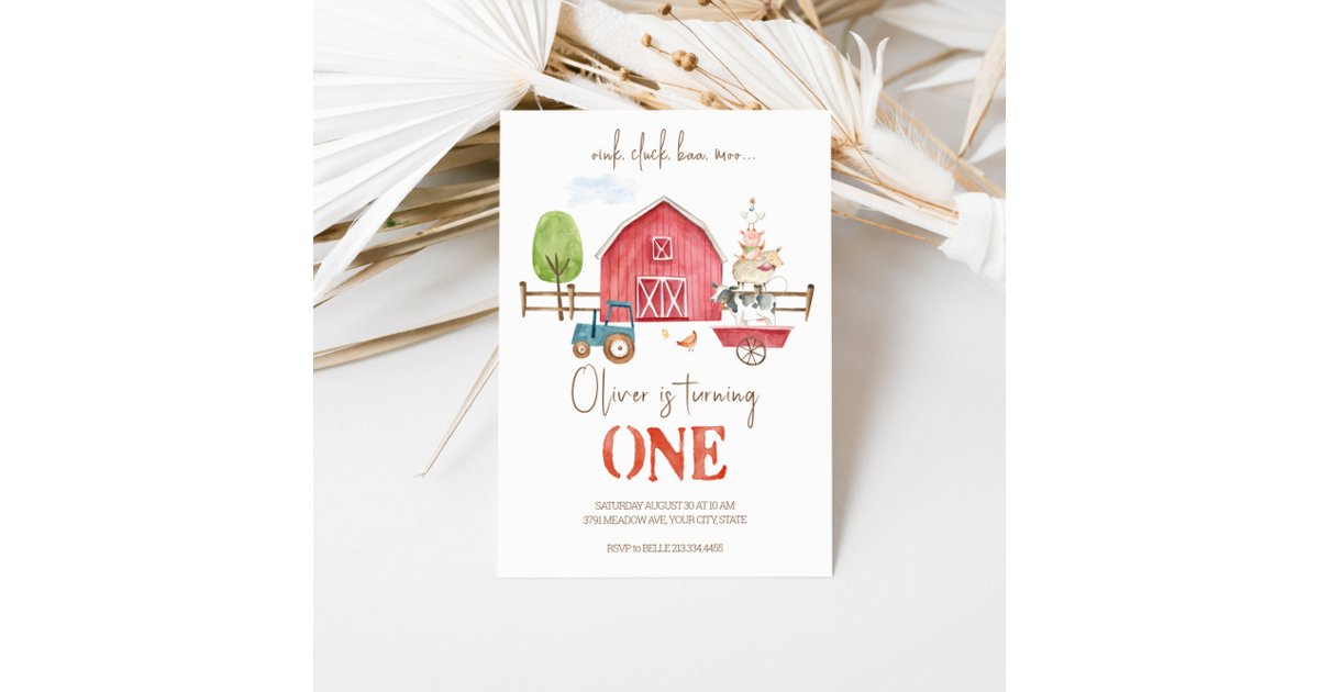 Farm Animals Themed First Birthday Invitation | Zazzle