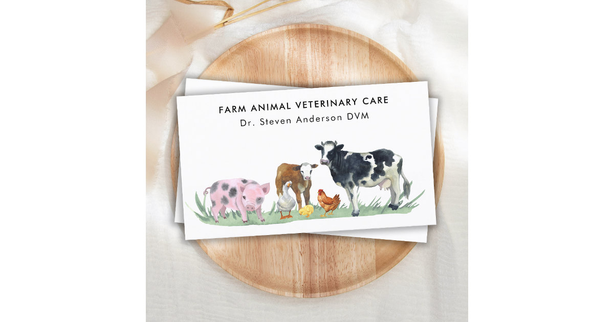 Farm Animals Veterinarian Cow Pig Chicken QR Code Business Card | Zazzle