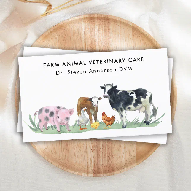 Farm Animals Veterinarian Cow Pig Chicken QR Code Business Card | Zazzle