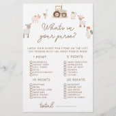 Farm Animals Whats in Your Purse Baby Shower Game | Zazzle