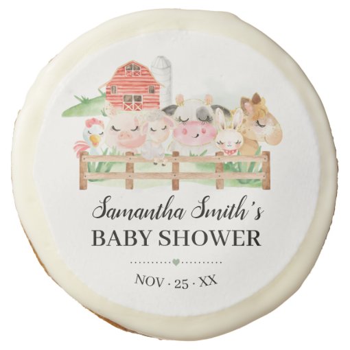 Farm Baby Animals Baby Shower Sugar Cookies | Zazzle
