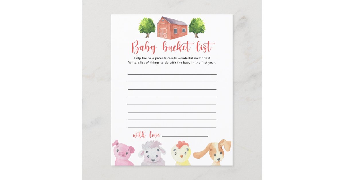 Farm - Baby bucket list | Zazzle