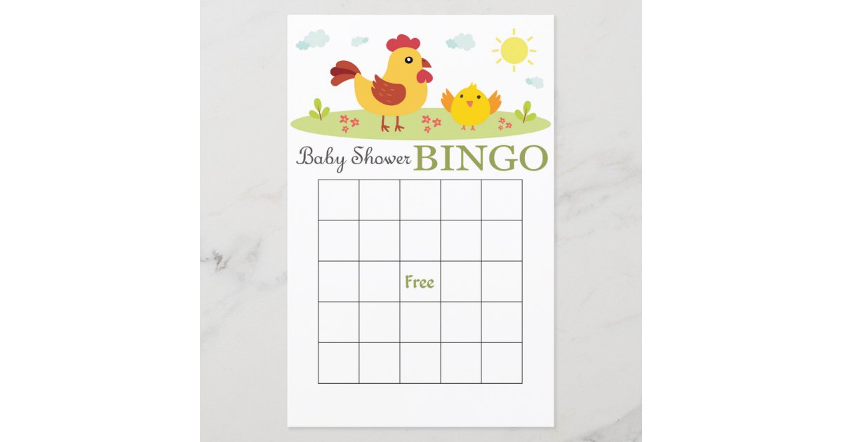 Farm baby shower bingo card | Zazzle