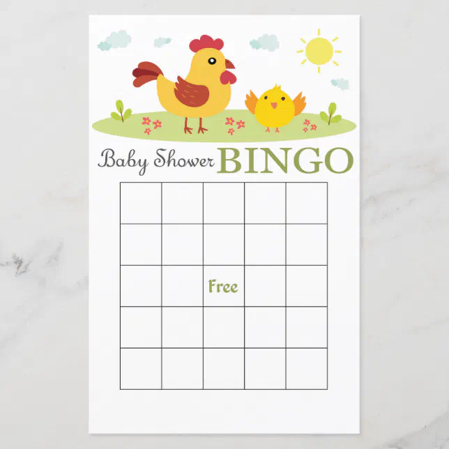 Farm baby shower bingo card | Zazzle