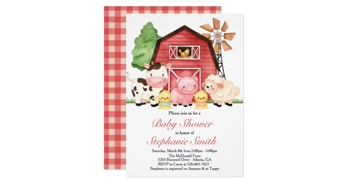 Farm Baby Shower invitation, Barnyard Baby Shower Invitation | Zazzle.com