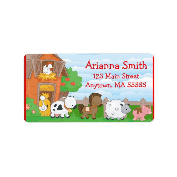 Farm Barn Animals Birthday Party Address Labels | Zazzle.com