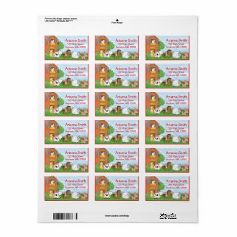 Farm Barn Animals Birthday Party Address Labels | Zazzle