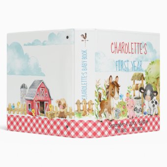 Farm Barnyard Animal Baby Book Photo Album 3 Ring Binder | Zazzle