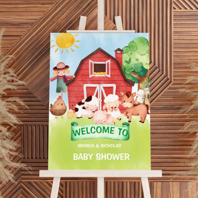 Farm barnyard animal baby shower welcome sign | Zazzle