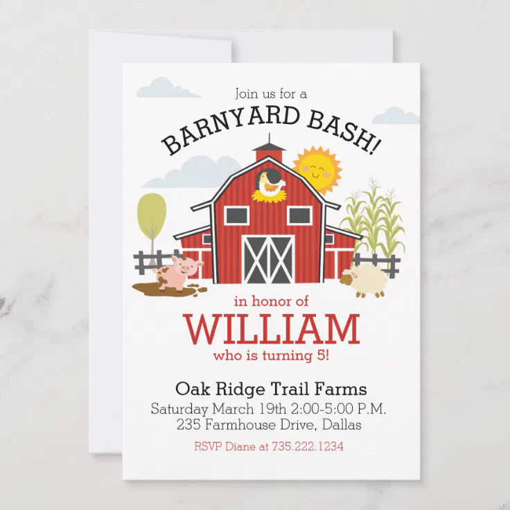 Farm Barnyard Birthday Party Invitation | Zazzle