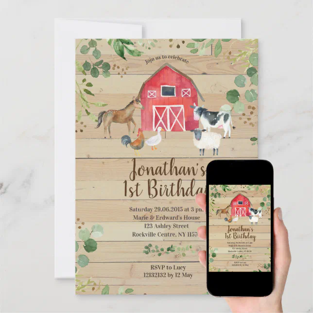Farm Birthday Barnyard Party Invitation | Zazzle