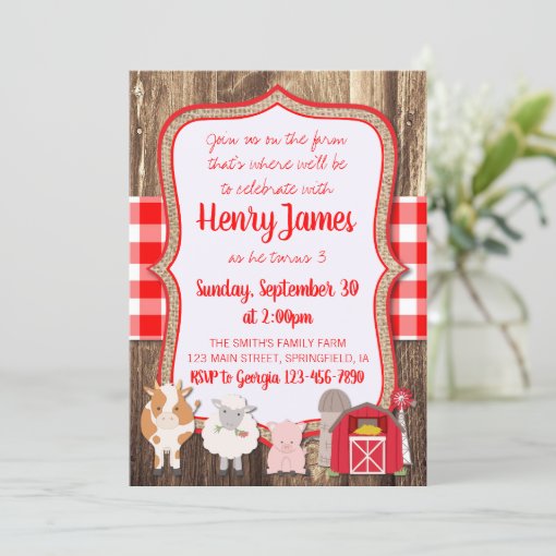 Farm Birthday Invitation | Zazzle