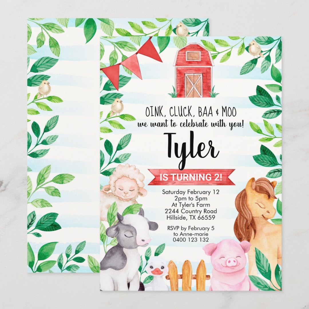 Farm Birthday Invitation Boy Farm Invitation | Zazzle