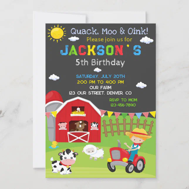 Farm birthday invitation Ranch cowboy party invite | Zazzle