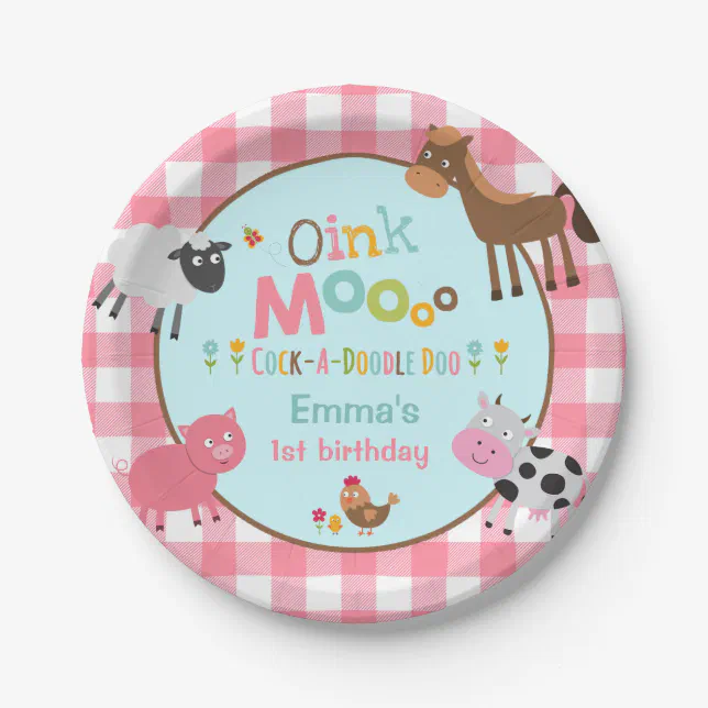 Farm Birthday Paper Plate 7" Old MacDonald Party | Zazzle