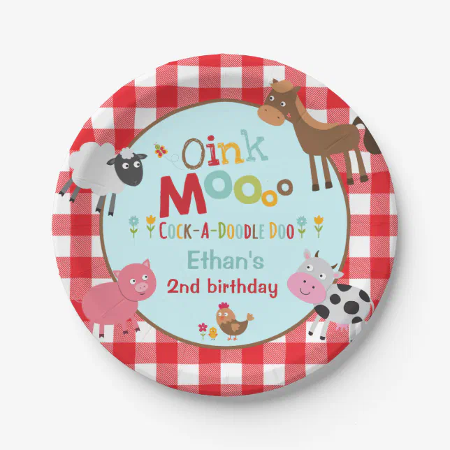Farm Birthday Paper Plate 7" Old MacDonald Party | Zazzle