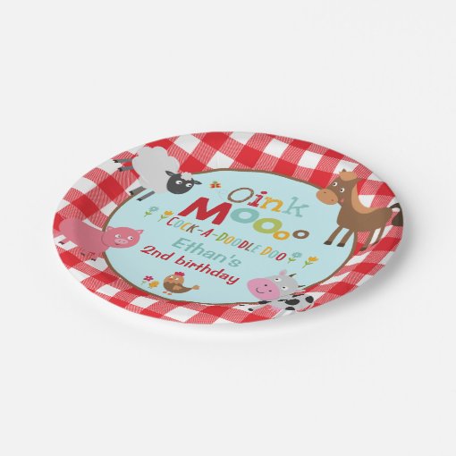 Farm Birthday Paper Plate 7" Old MacDonald Party | Zazzle