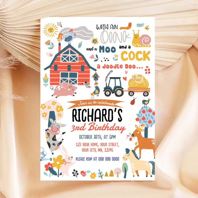 Farm Birthday Party Invitation | Zazzle
