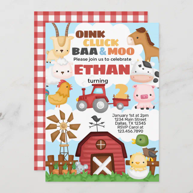 Farm Birthday Party Invitation Invite | Zazzle