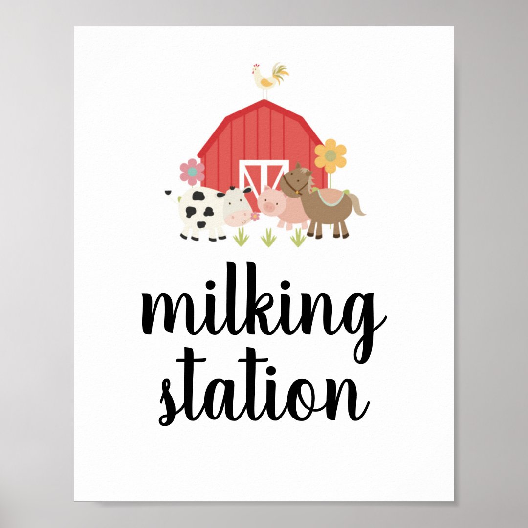 Farm Birthday Party Sign Milking Station sign | Zazzle