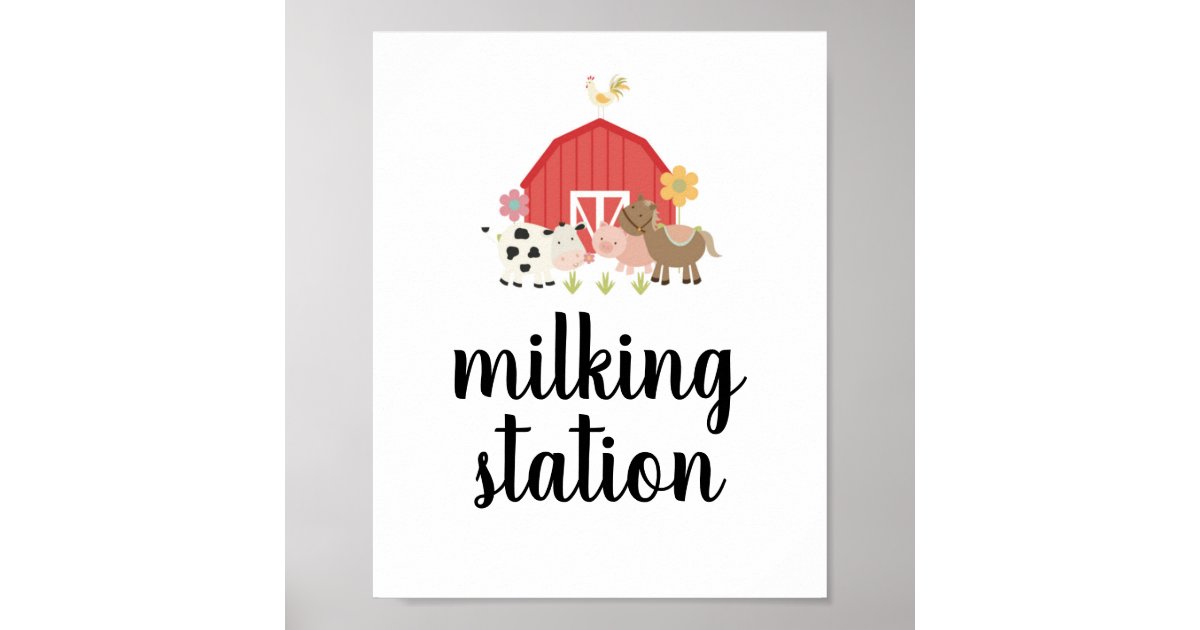 Farm Birthday Party Sign Milking Station sign | Zazzle
