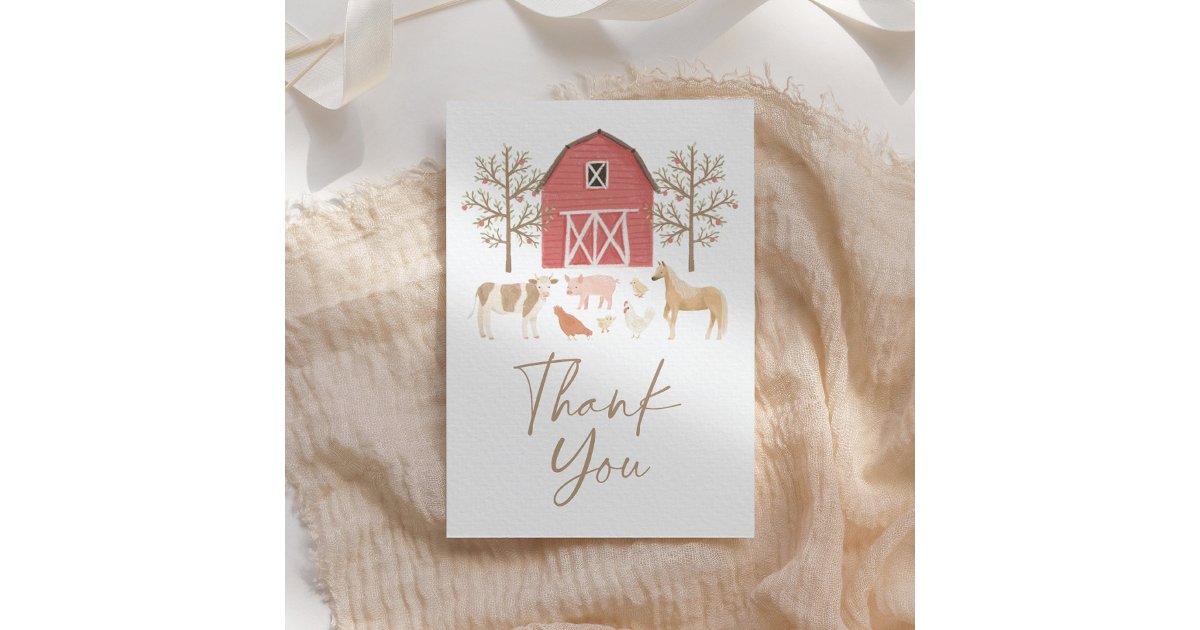 Farm Birthday Party Thank You Card | Zazzle