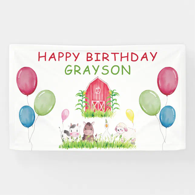 Farm Birthday Personalized Banner | Zazzle