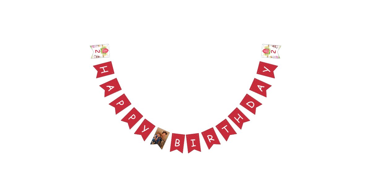 Farm Birthday Plaid Personalized Photo Bunting Flags | Zazzle
