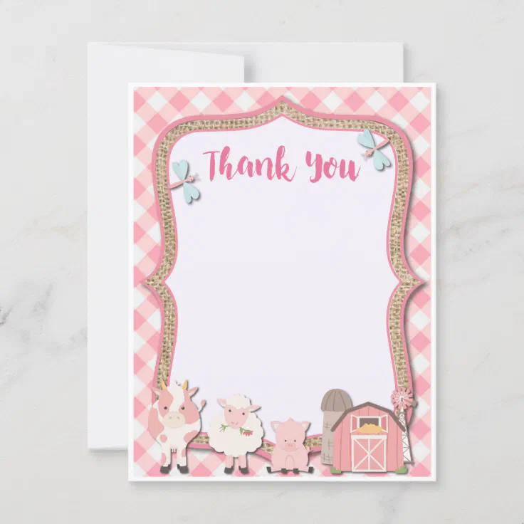 Farm Birthday Thank You Card | Zazzle