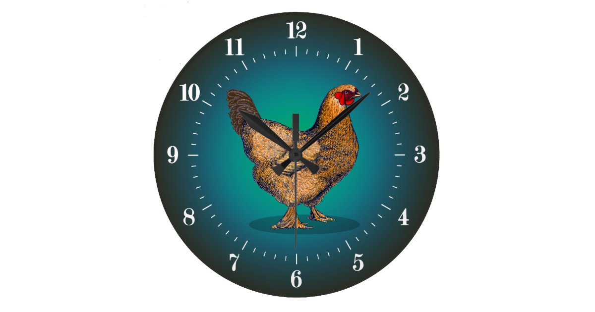 Farm Brown Hen Chicken Large Clock | Zazzle.com