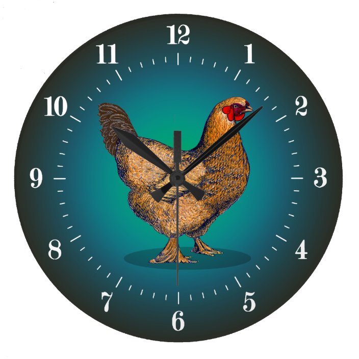 Farm Brown Hen Chicken Large Clock | Zazzle.com
