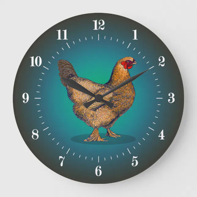 Farm Brown Hen Chicken Large Clock | Zazzle