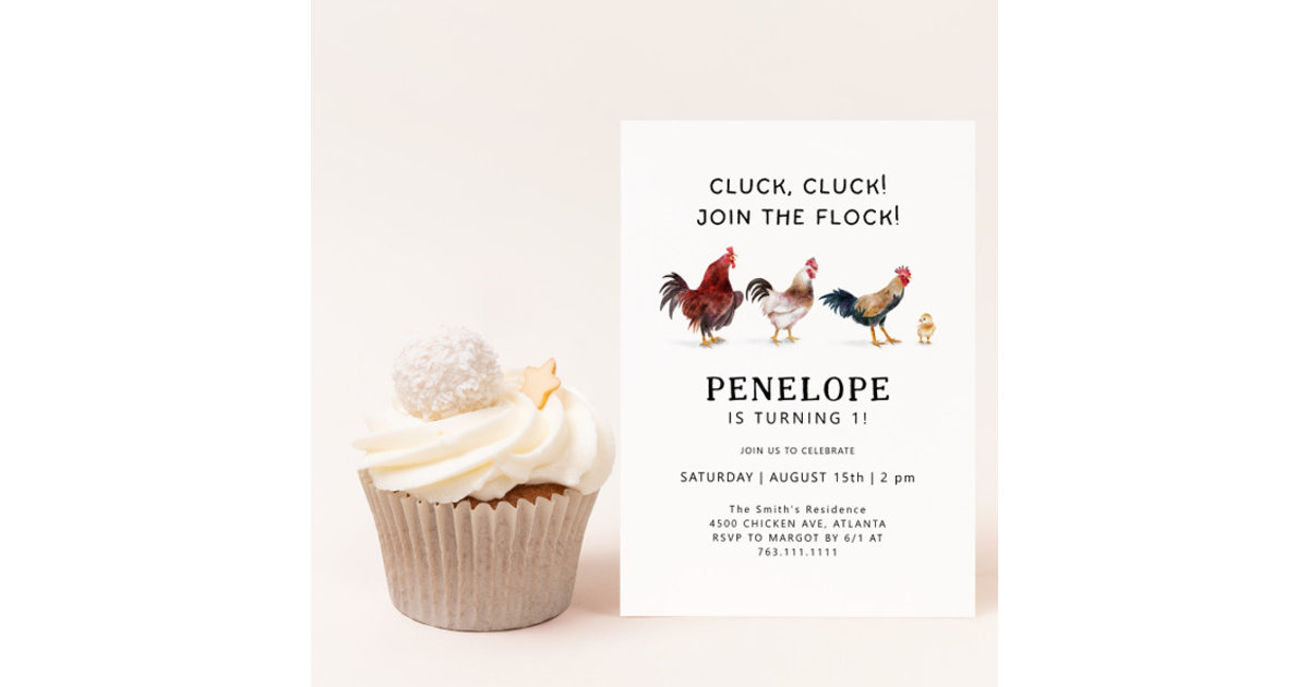 Farm Chicken Birthday Invitation | Zazzle