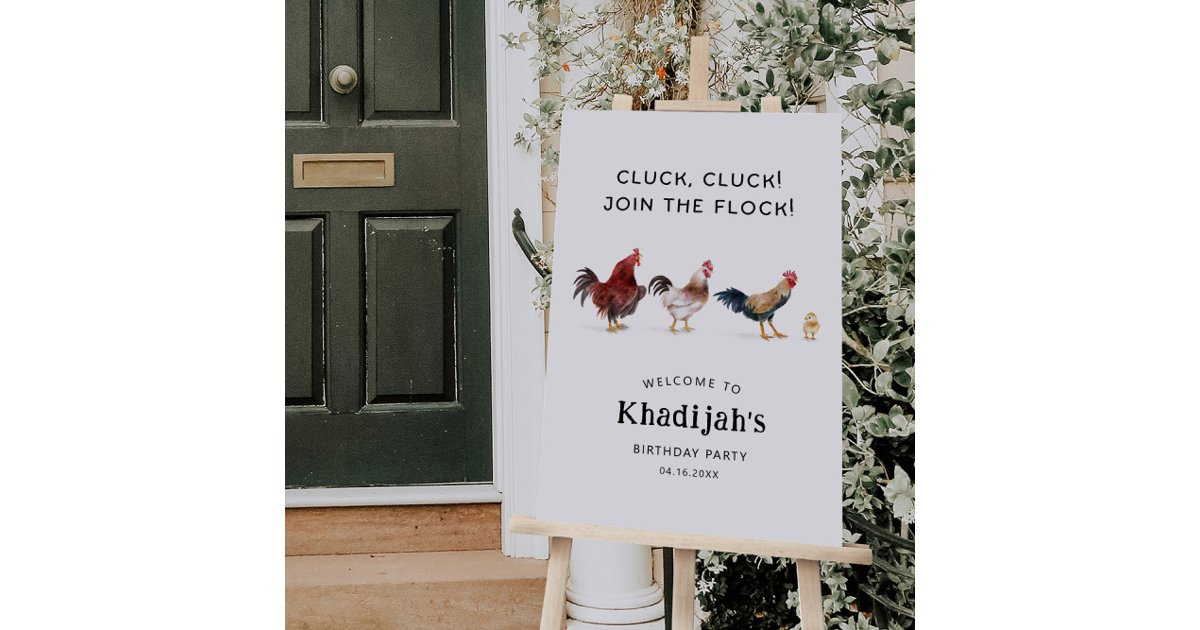 Farm Chicken Birthday Welcome Sign | Zazzle