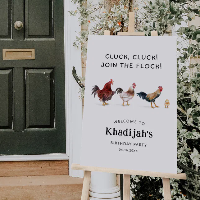 Farm Chicken Birthday Welcome Sign | Zazzle